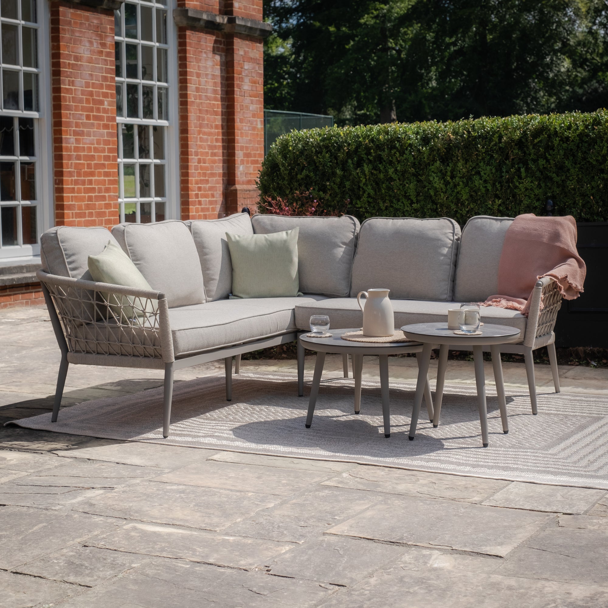 £1449 Monaco Rope Weave Small Corner Sofa Set | Gardenbox.co.uk